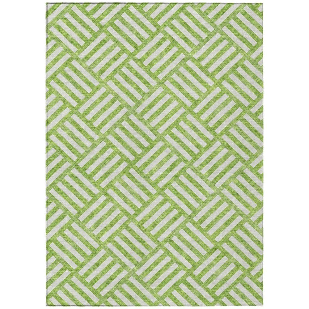HomeRoots Lime Green, Ivory 3 ft. x 5 ft. Woven Geometric Polyester ...