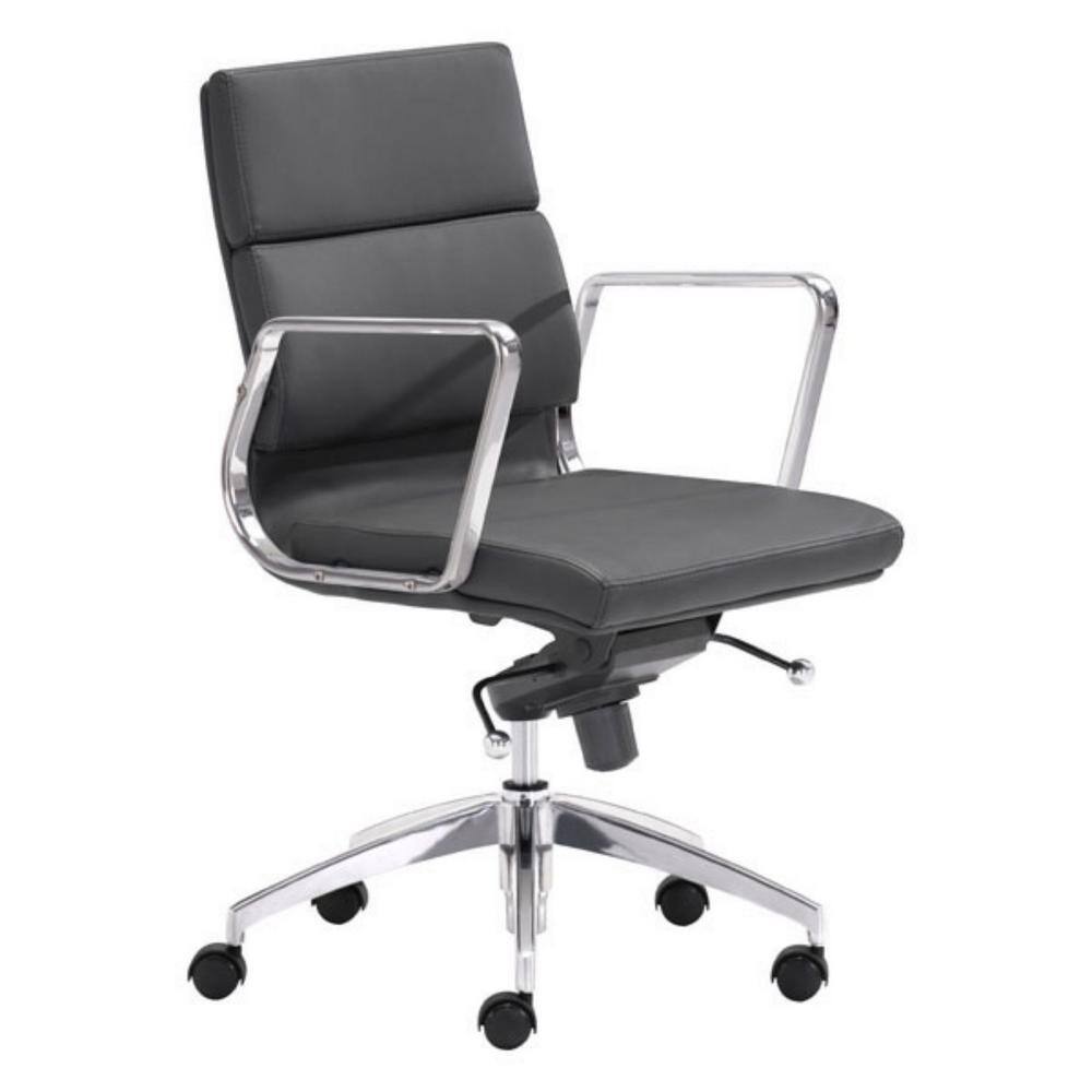 HomeRoots Julia Black Leatherette Low Back Rolling Office Chair 248990 ...
