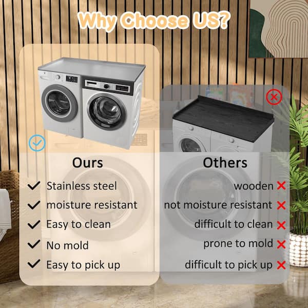 VEIKOUS 54 in. W x 27.5 in. D Gray Metal Washer Dryer Countertop ...