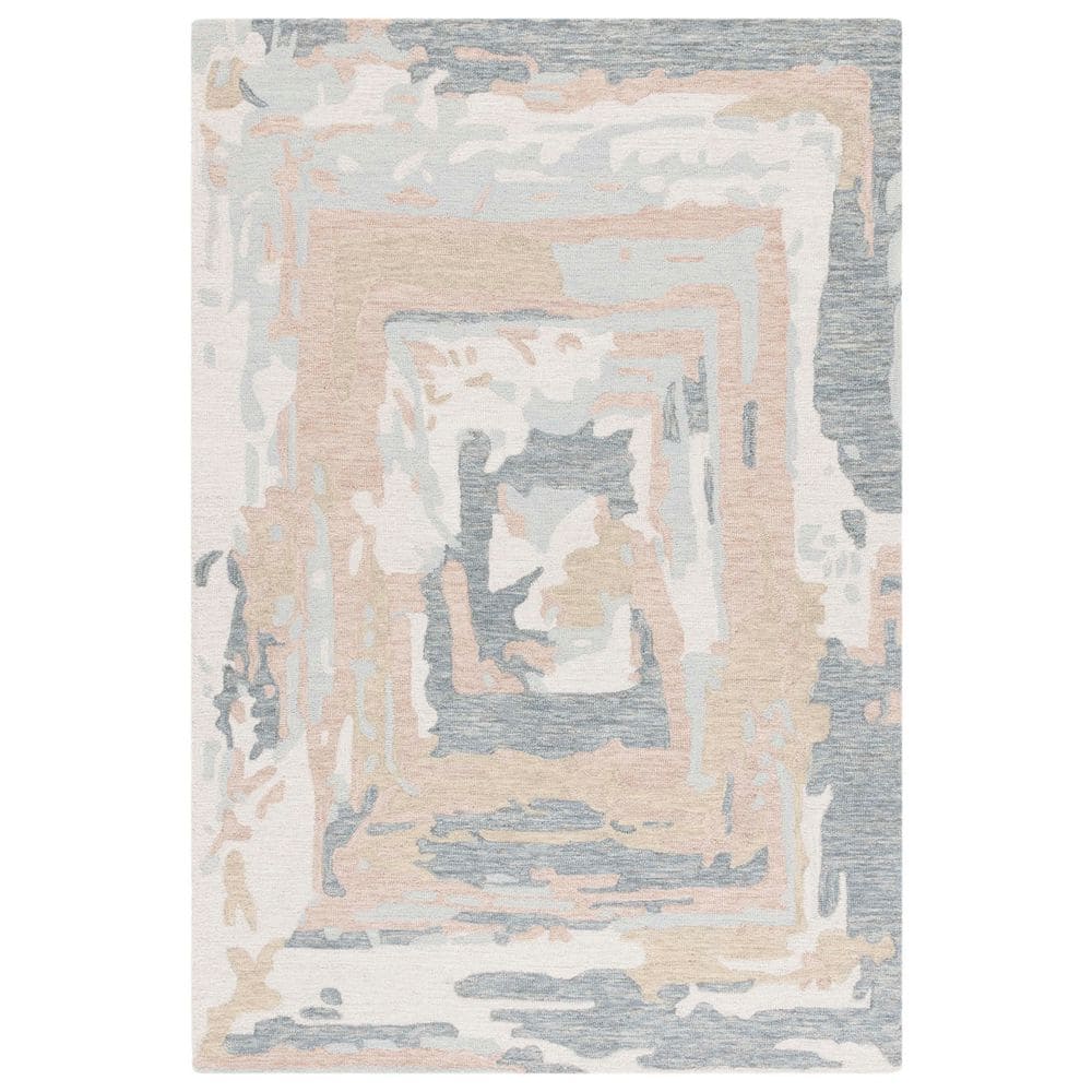 SAFAVIEH Ebony 4 ft. x 6 ft. Gray/Ivory Abstract Swirl Border Area Rug ...