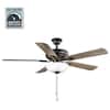 Hampton Bay Rothley II 52 in. Indoor LED Matte Black Ceiling Fan with ...