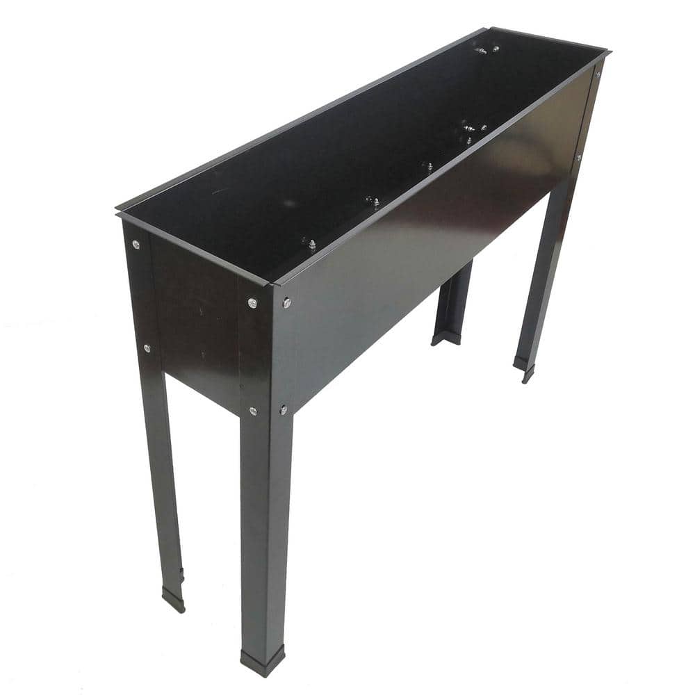 Staykiwi Black Steel Elevated Garden Bed Outdoor Flowerpot Box with ...