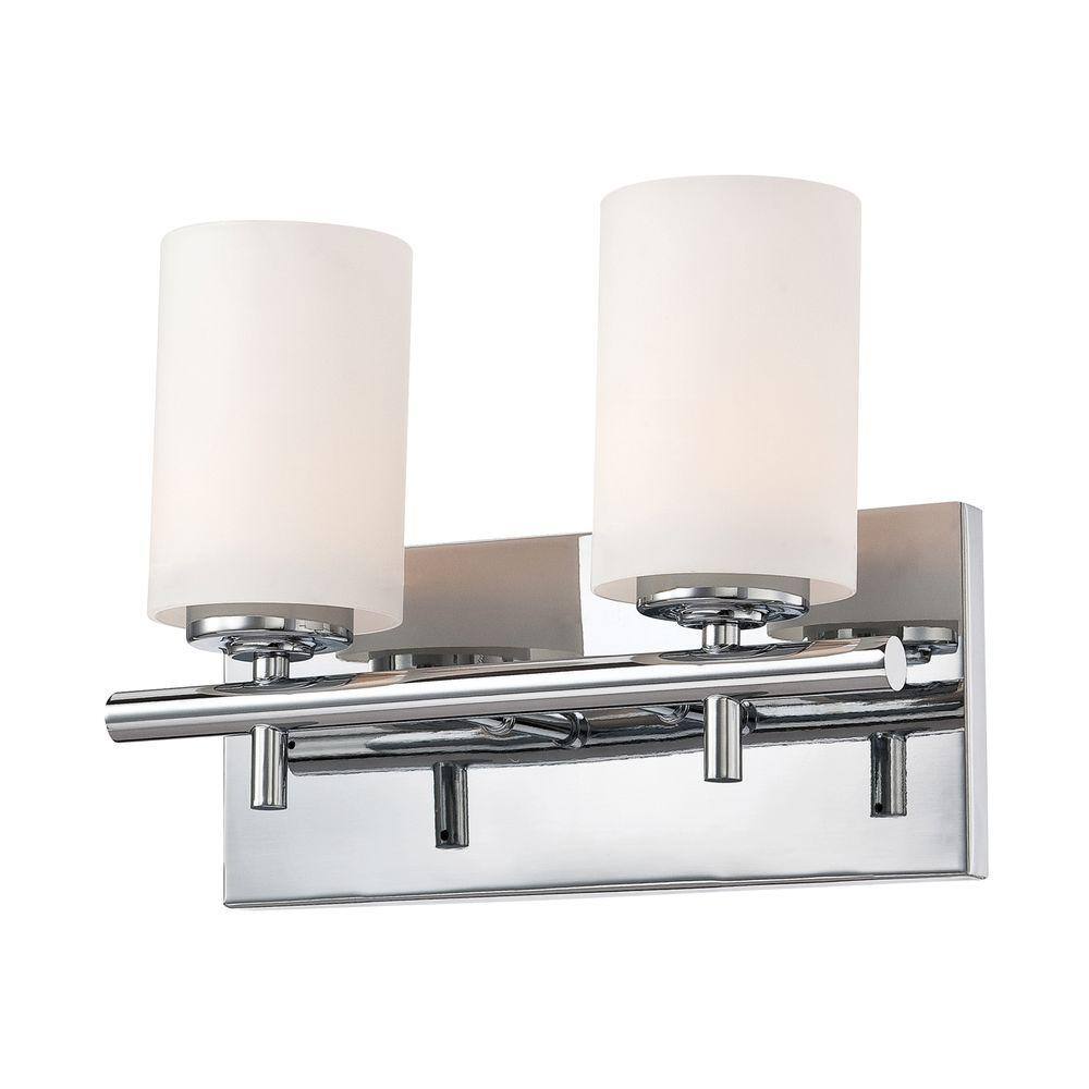 Titan Lighting Barro 2-Light Chrome Vanity Light with White Opal Glass ...