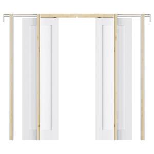ARK DESIGN 60 in. x 80 in. Paneled White Primed MDF Pocket Sliding Door ...