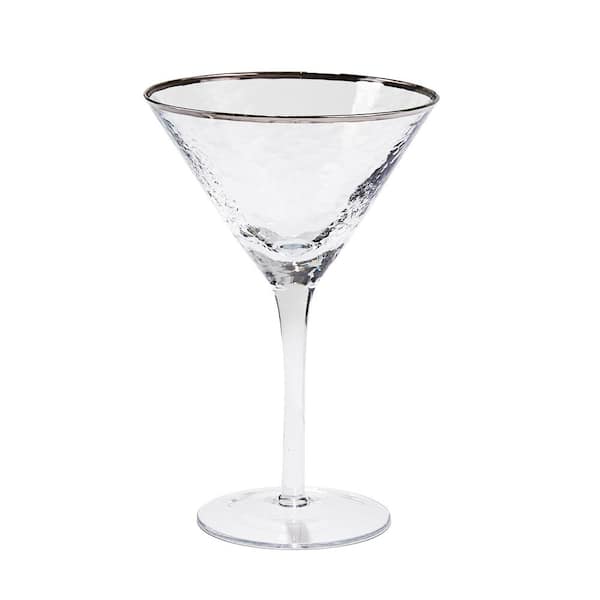 Split P 8 oz. Metallic Silver Rim Martini Glass (Set of 4)-2825-674S ...