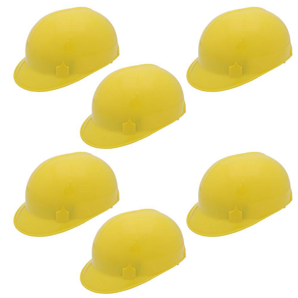 BISON LIFE Bump Cap with 4-Point Pin Lock Suspension, HDPE Cap Style, Yellow (Pack of 6) BIS-YBC ...