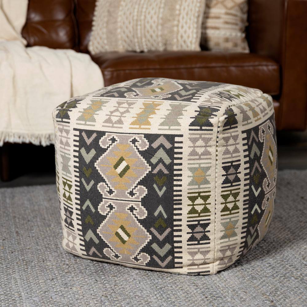 Stratton Home Decor Woven Cotton Floor Pouf S39995 - The Home Depot