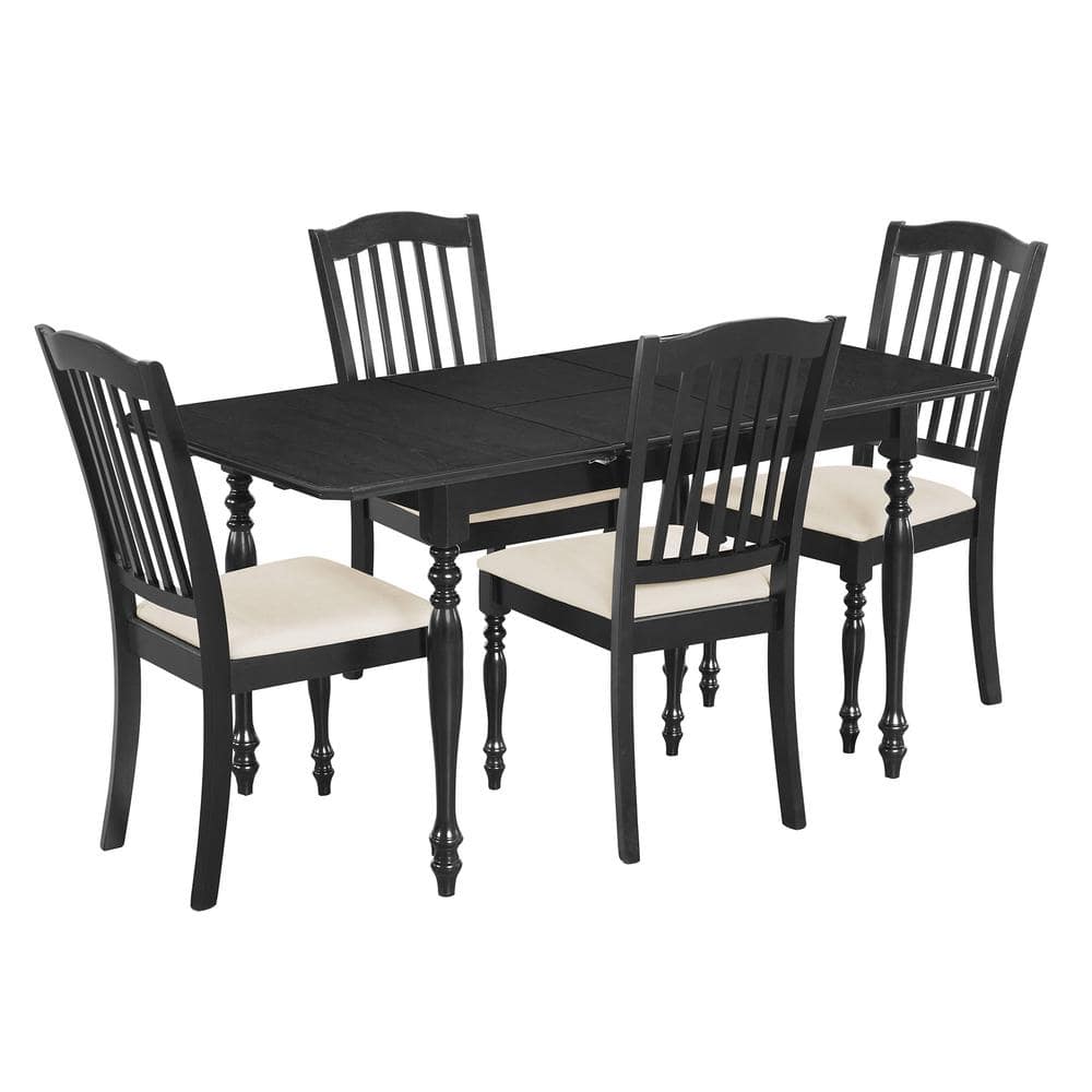 Nestfair 5-Piece Extendable Dining Table with 4 Chairs in Espresso ...