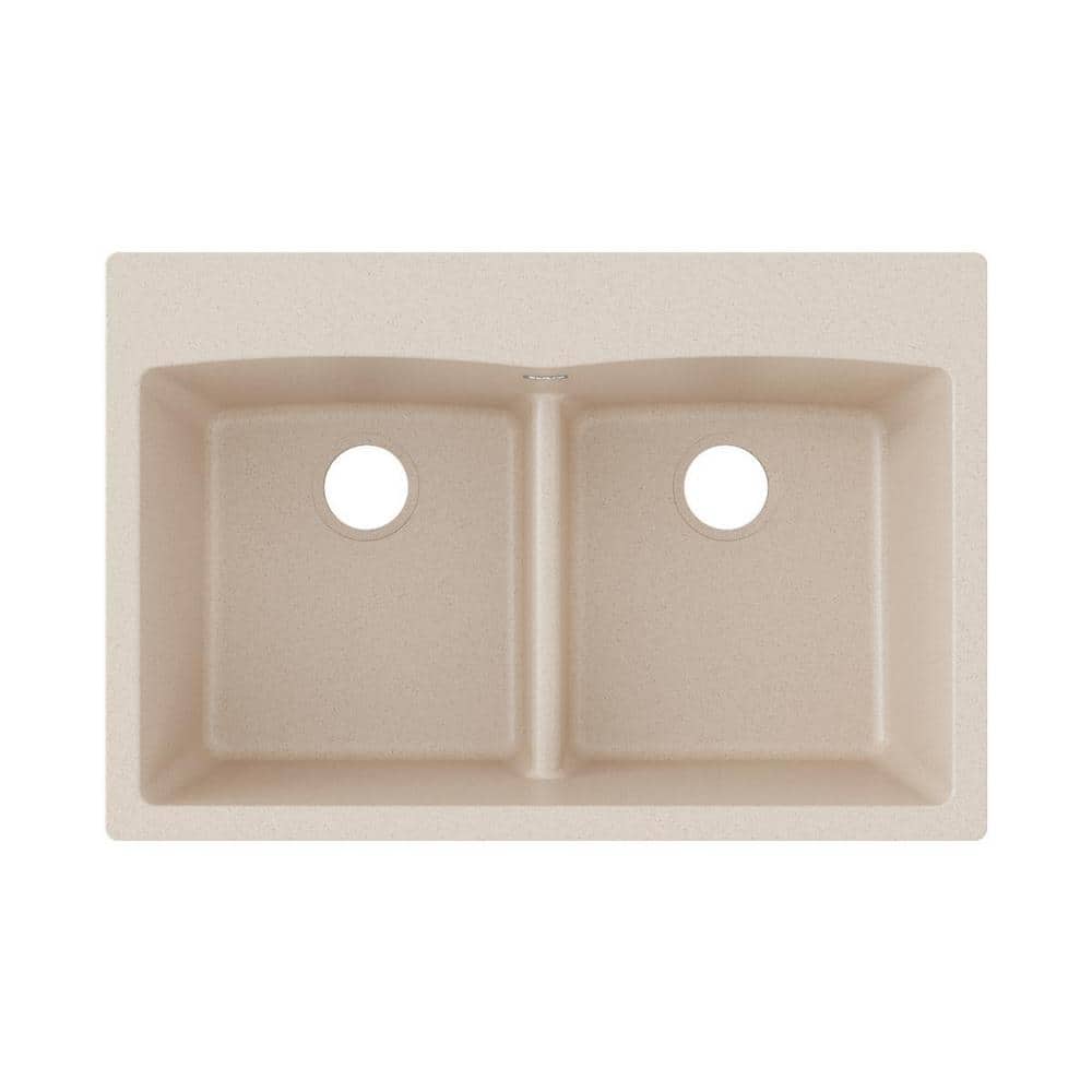 Elkay Quartz Classic 33 in. Drop-in Double Bowl Bisque Granite/Quartz ...