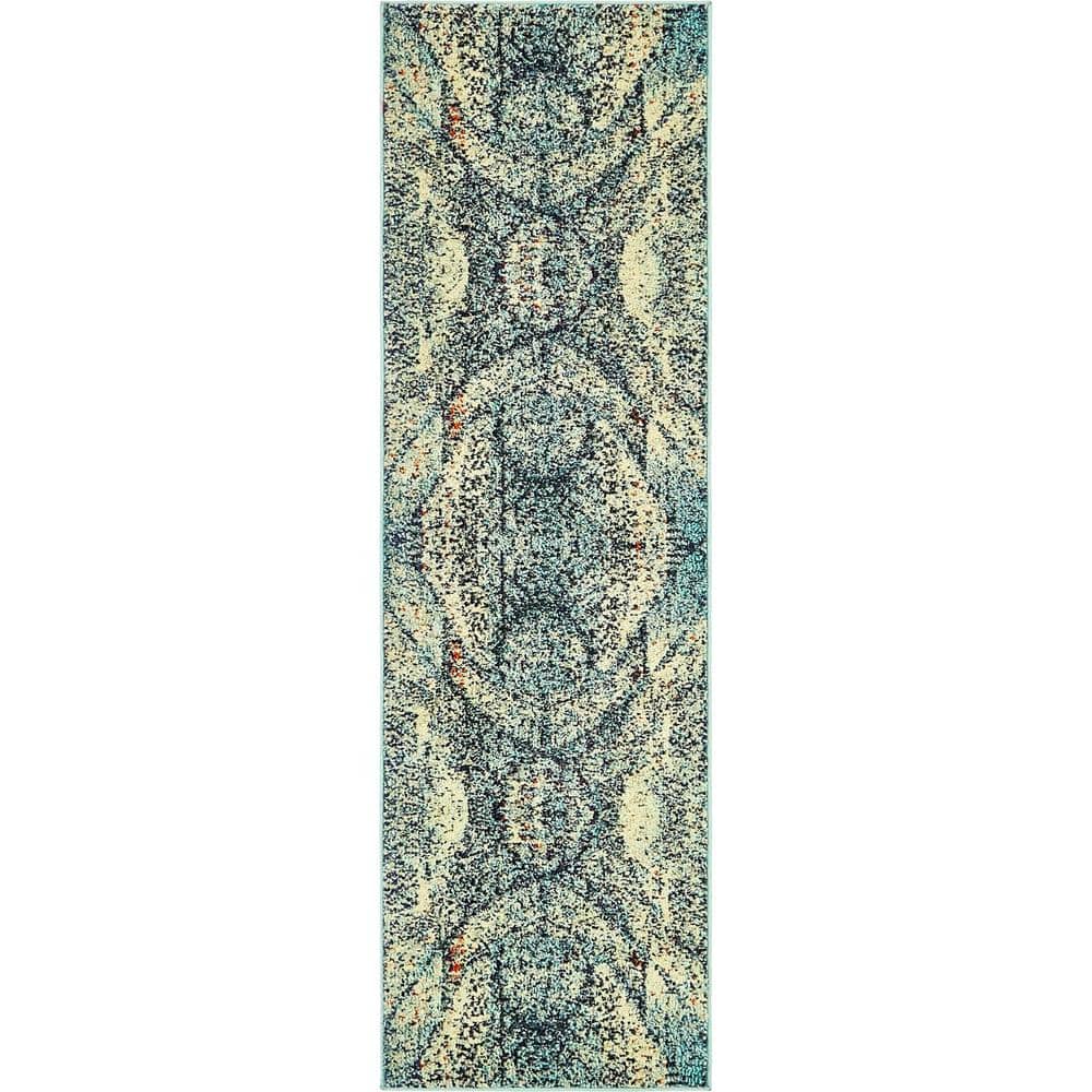 Unique Loom Vita Munch Blue 2' 0 x 6' 7 Runner Rug 3139995 - The Home Depot