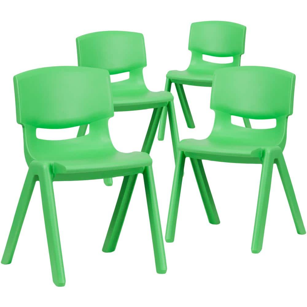 Carnegy Avenue 4-Pack Green Plastic Stackable School Chair with 13.25 ...