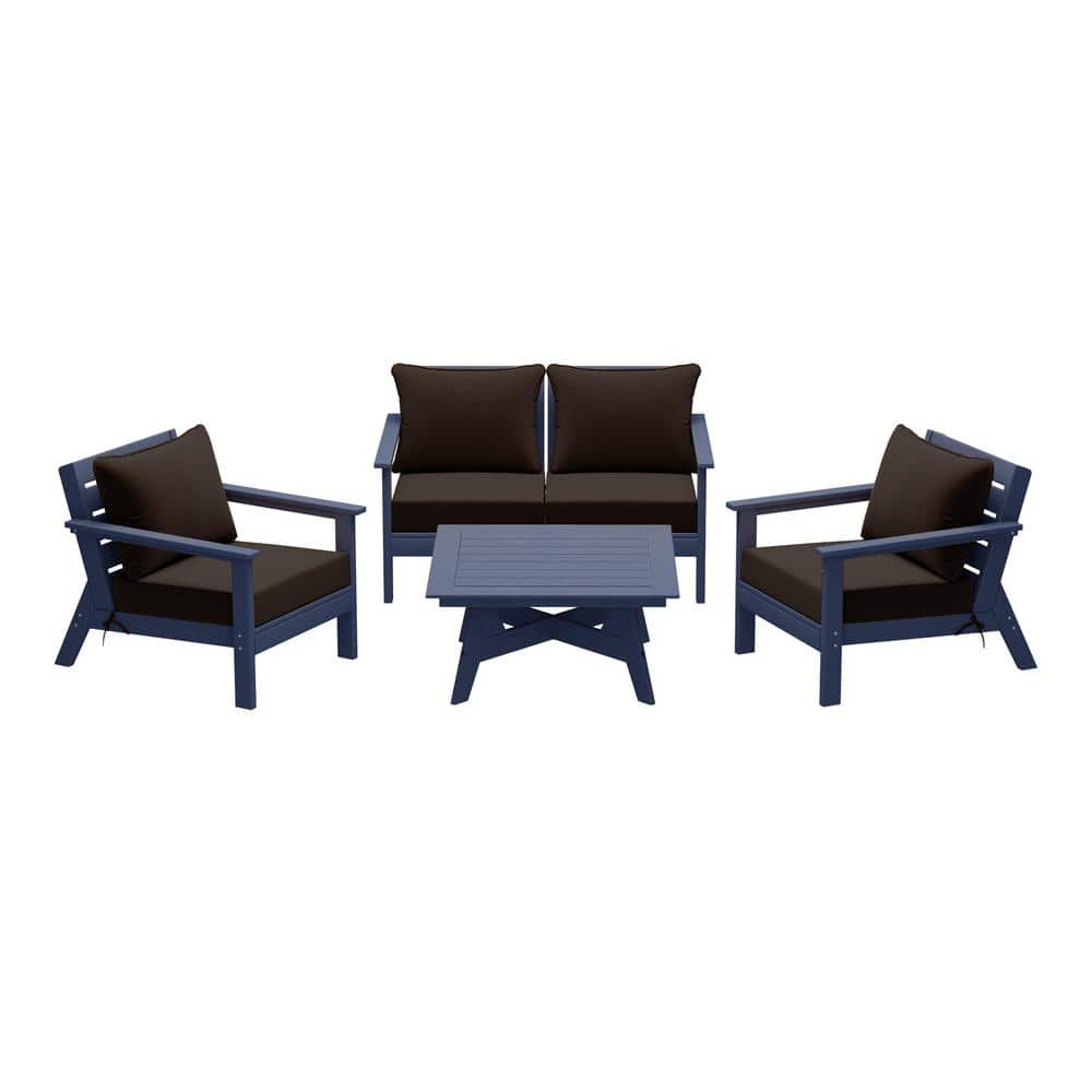 WESTIN OUTDOOR Birchwood Navy Blue Arrangeable 5-Piece Outdoor Patio ...