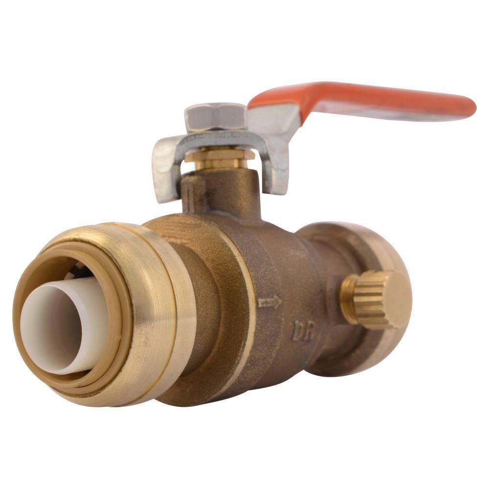 SharkBite 3/4 in. Push-to-Connect Brass Ball Valve with Drain 22305 ...