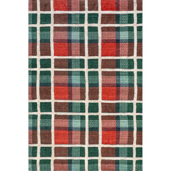 nuLOOM Clara High-Low Tartan Plaid Area Rug Hunter Green 8 ft. x 10 ft ...