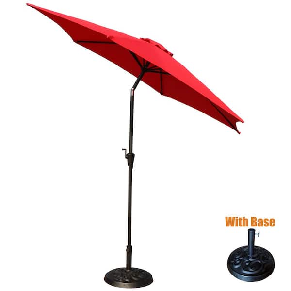 ToolCat 8.8 ft. Aluminum Outdoor Patio Umbrella with 33 lbs. Round ...