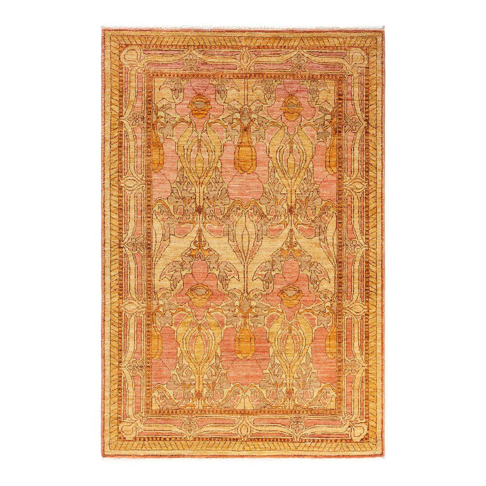 Chloe & Olivia Home Arts and Crafts 4 ft. x 6 ft. Pink Floral Wool ...