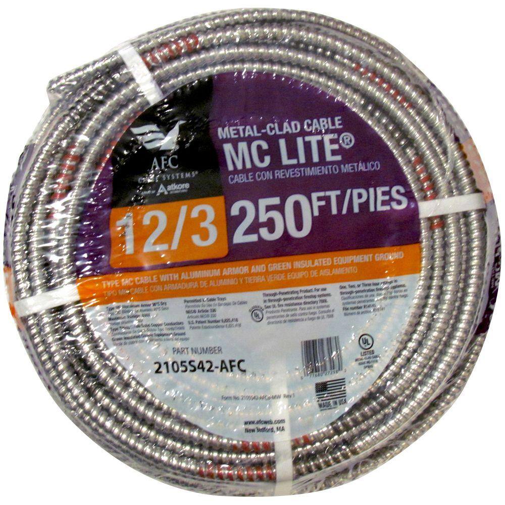 AFC Cable Systems 12 3 X 250 Ft Solid MC Lite Cable 2105S42 AFC The AFC Cable Systems 12 3 X 250 Ft Solid MC Lite Cable 2105S42 AFC The