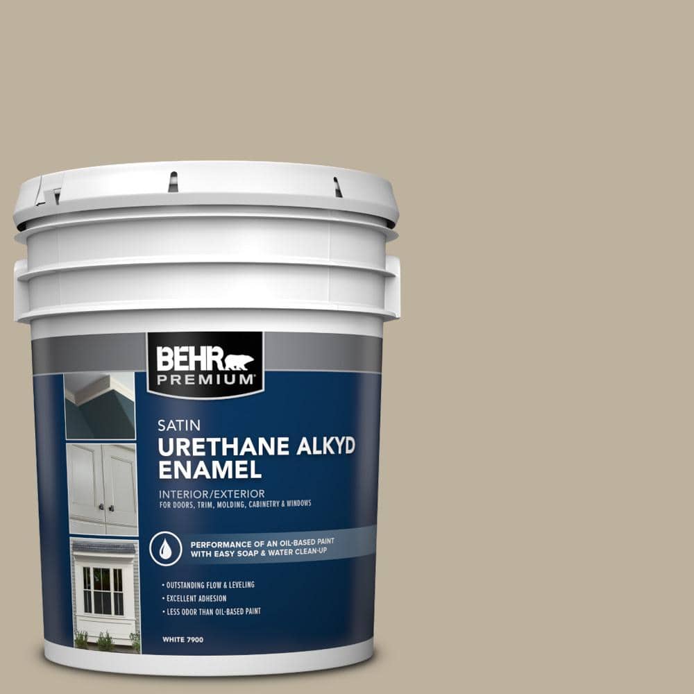 BEHR PREMIUM 5 gal. #750D-4 Pebble Stone Urethane Alkyd Satin Enamel ...