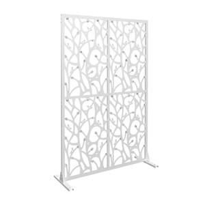 Sudzendf 48 in. 2-Pieces White Vinyl Garden Fence Privacy Screen Panels ...