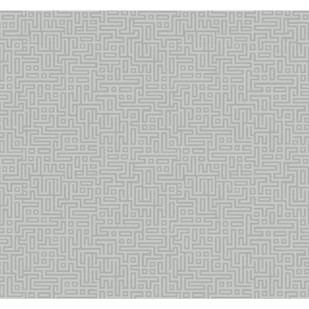 Seabrook Designs Slate Grey Rockefeller Maze Paper Unpasted Nonwoven ...