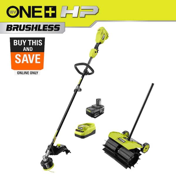 RYOBI ONE+ HP 18V Brushless 15 in. Attachment Capable String Trimmer ...