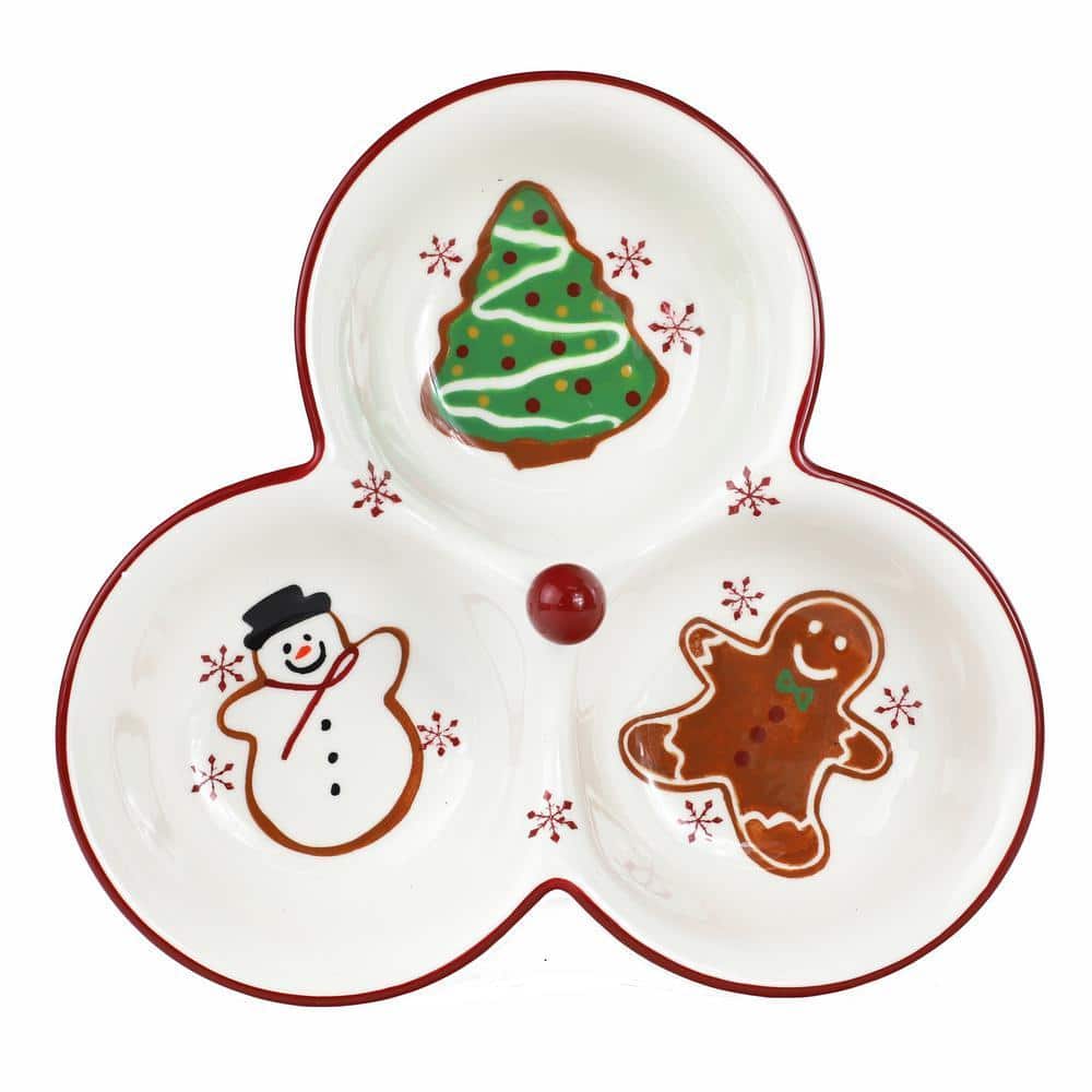 Euro Ceramica Winterfest 3-Part red/White Ceramic Server WFT-86826 ...