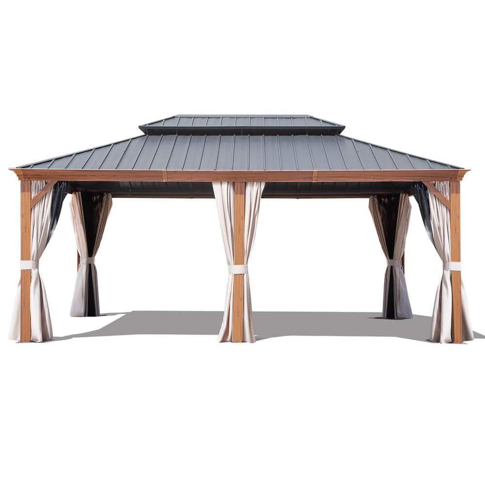 Zeus & Ruta 18 ft. x 12 ft. Gray Aluminum Framed Top Double-Tier ...