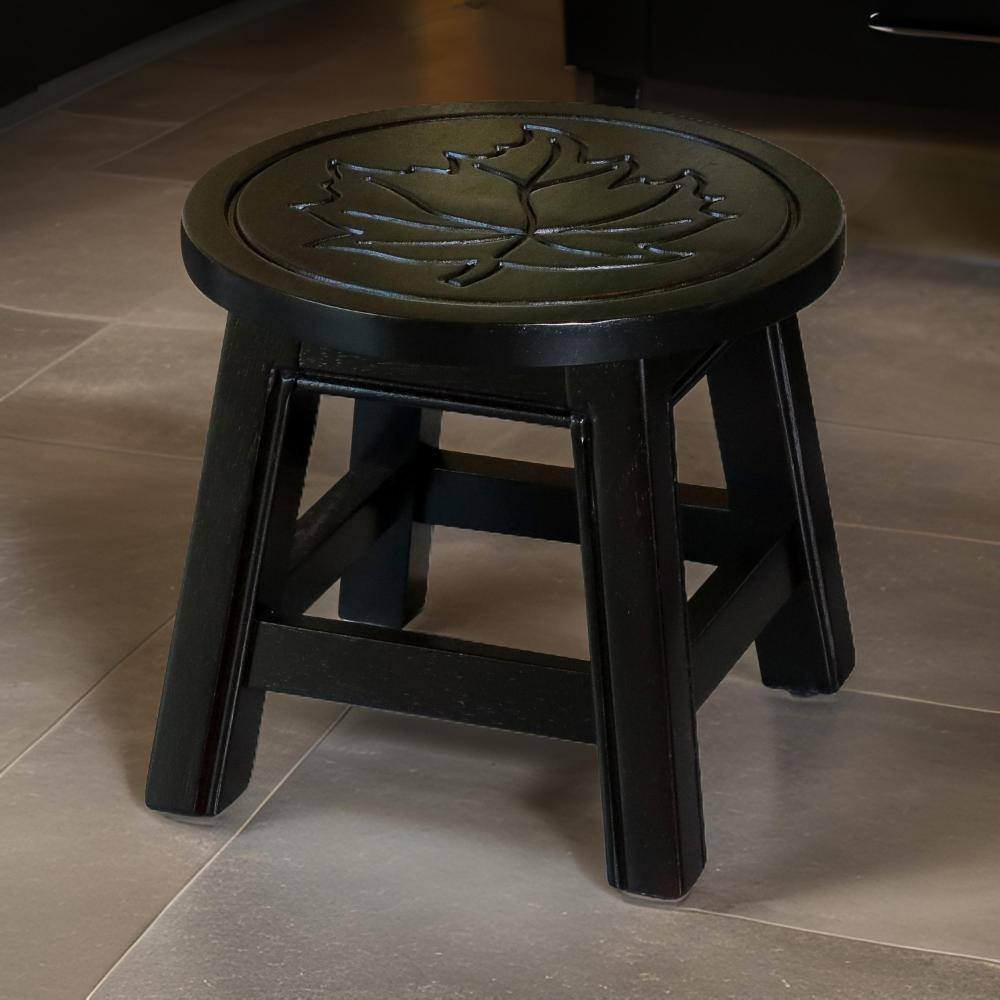 Benjara 10 in. Brown Low Back Wooden Step Stool BM314518 - The Home Depot