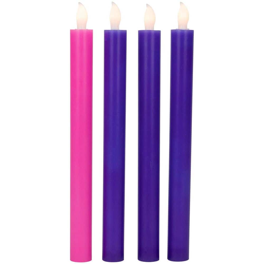 Northlight Set of 4 Purple and Pink Flickering LED Christmas Advent Wax ...