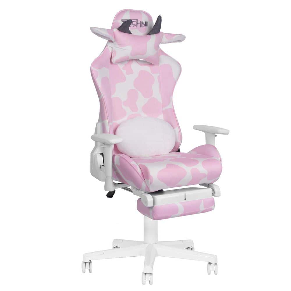 Techni Sport TS87 Cow Series Fabric Reclining Ergonomic Gaming Chair w ...
