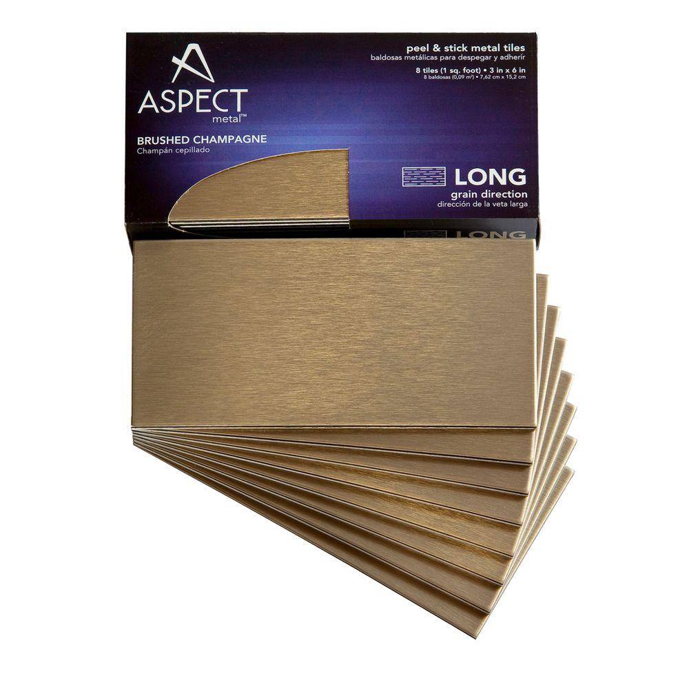 Aspect 3 in. x 6 in. Long Grain Decorative Wall Tile in Champagne (8 ...