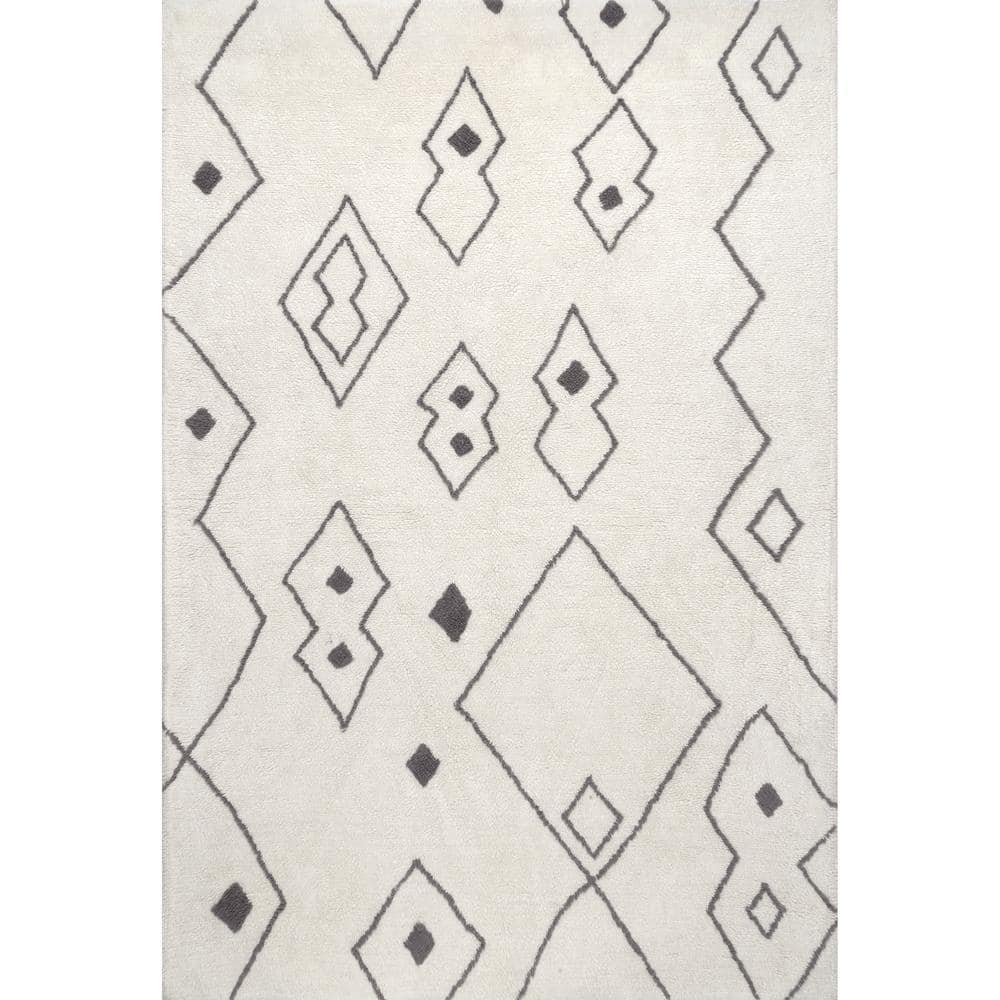 nuLOOM Darla Ivory Doormat 3 ft. x 5 ft. Machine Washable Wool ...