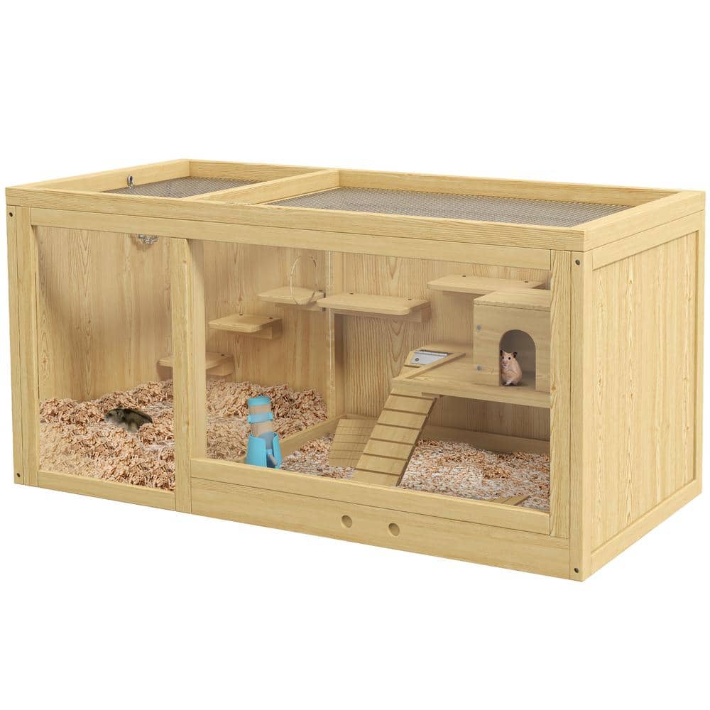 maocao hoom Multi-Layer Large Wooden Hamster Cage with Pull-out Tray ...