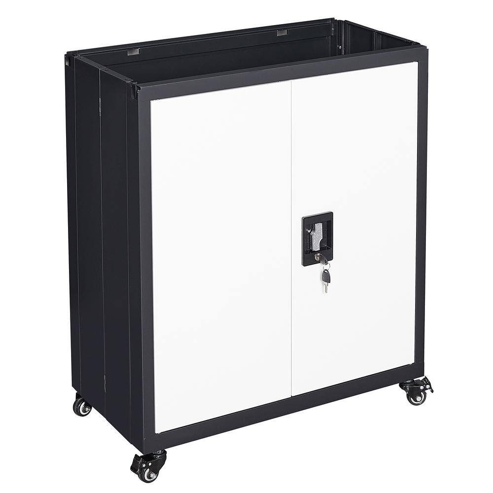 Aoibox Black Metal 26.1 in. W Vertical File Cabinet, 1 Shelf Mobile ...