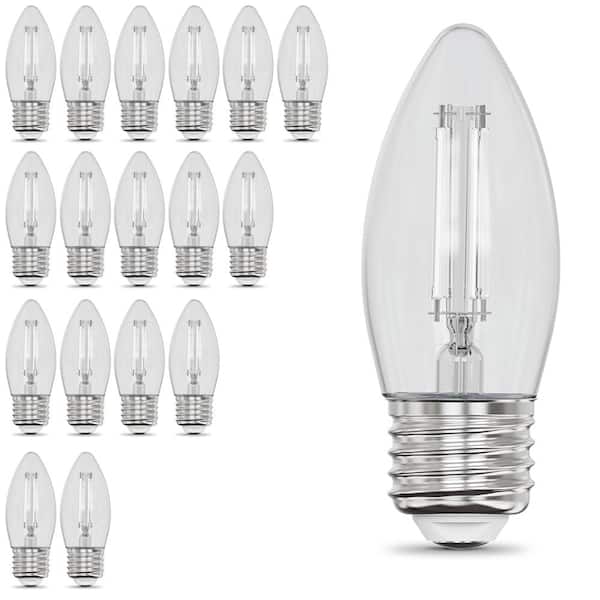 Feit Electric 60-Watt Equivalent B10 E26 Base Dimmable White Filament ...