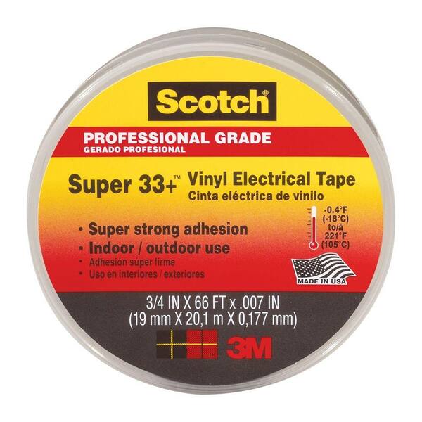 3M Scotch Super 33+ 3/4 in. x 66 ft. Vinyl Electrical Tape - Black (3 ...