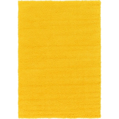 Unique Loom Solid Shag Tuscan Sun Yellow 6 ft. Round Area Rug 3127877