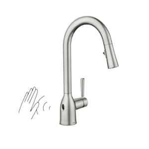 MOEN Doherty Single Handle Pull-Down Sprayer Kitchen Faucet with Power Clean and Reflex in Spot ...