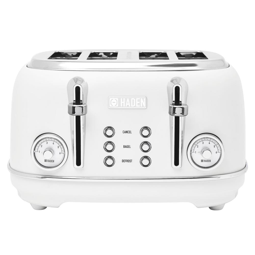 HADEN Chelsea 1500-Watt 4-Slices Of Bread Ivory / Chrome Wide Slot ...
