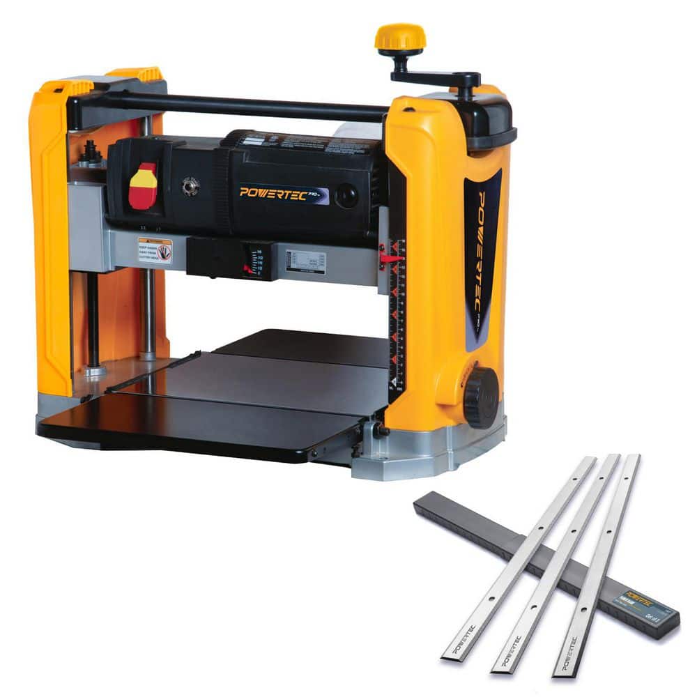 ‎POWERTEC 15 Amp 13 in. Benchtop Thickness Planer, 3-Blade with 4 in ...