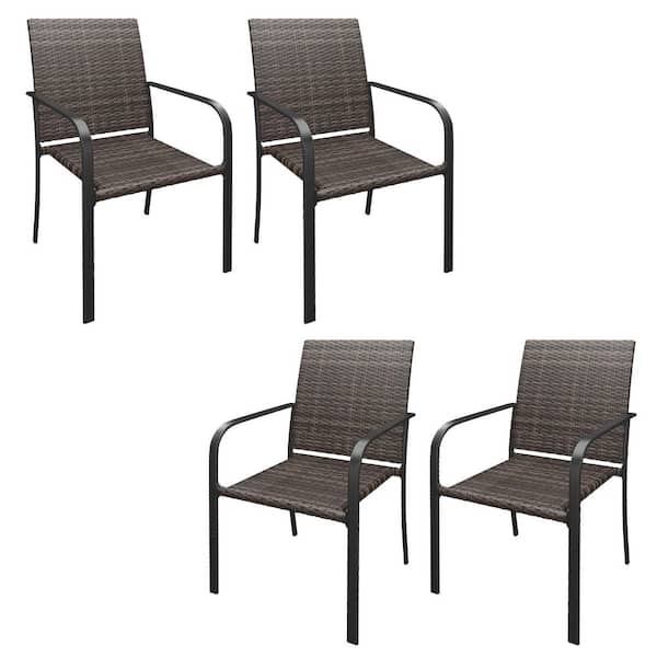 Reviews for Erovio 4-Piece Stackable Outdoor Dining Chairs with Rust ...
