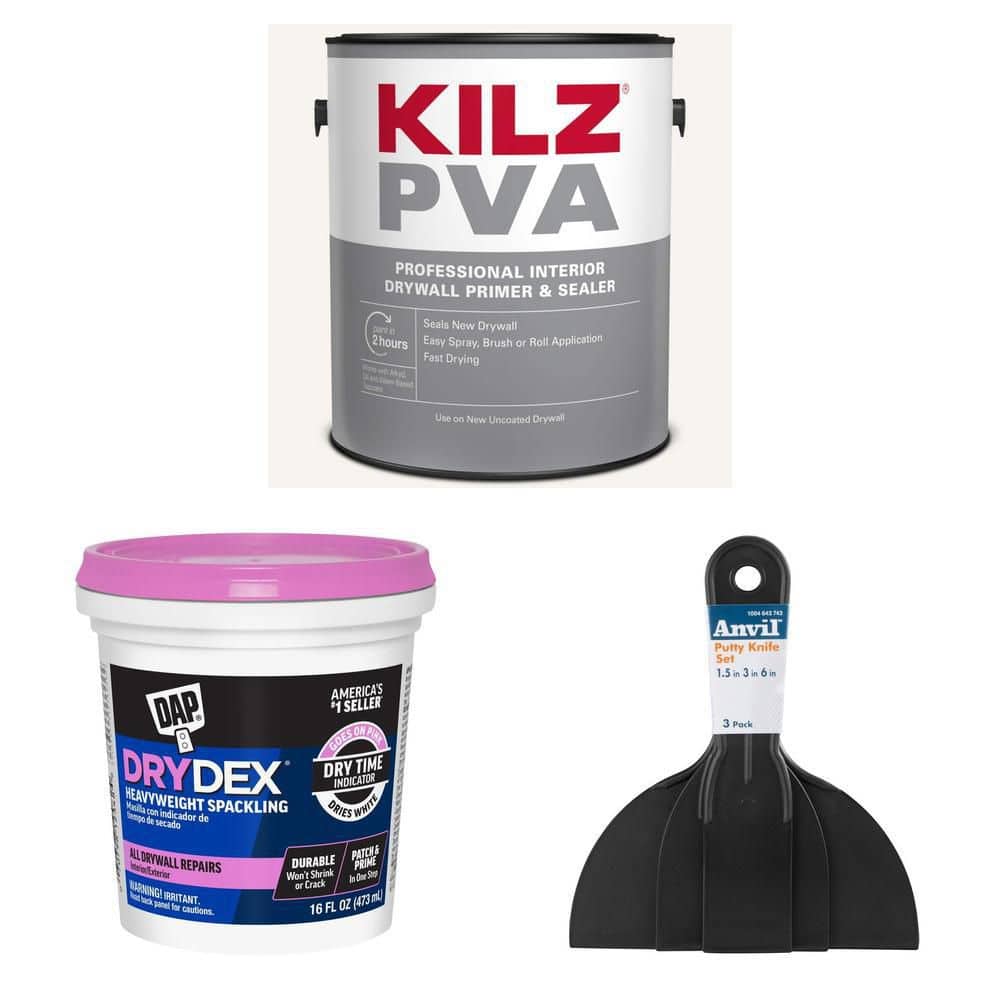 1 gal. White Interior PVA Drywall Primer, 16 oz. DryDex Spackling Paste ...