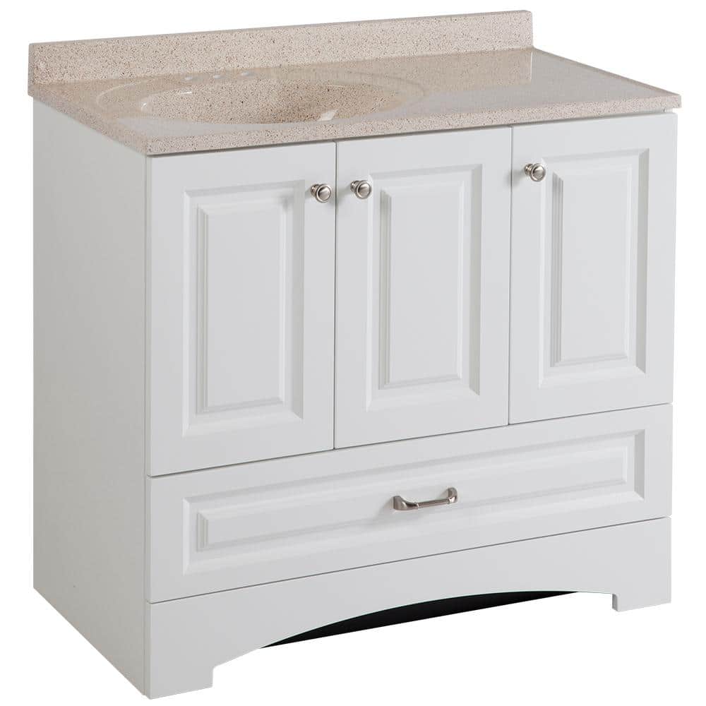 Reviews for Glacier Bay Lancaster 36.5 in. W x 18.63 in. D x 35.4 in. H Single Sink Bath Vanity ...