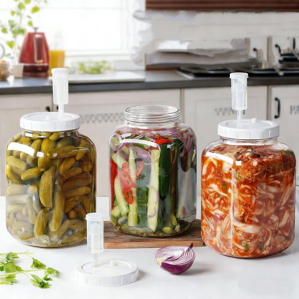 Wudkey 2-Pack 1.5 Gal. Glass Fermentation Jars with Airtight Lids ...