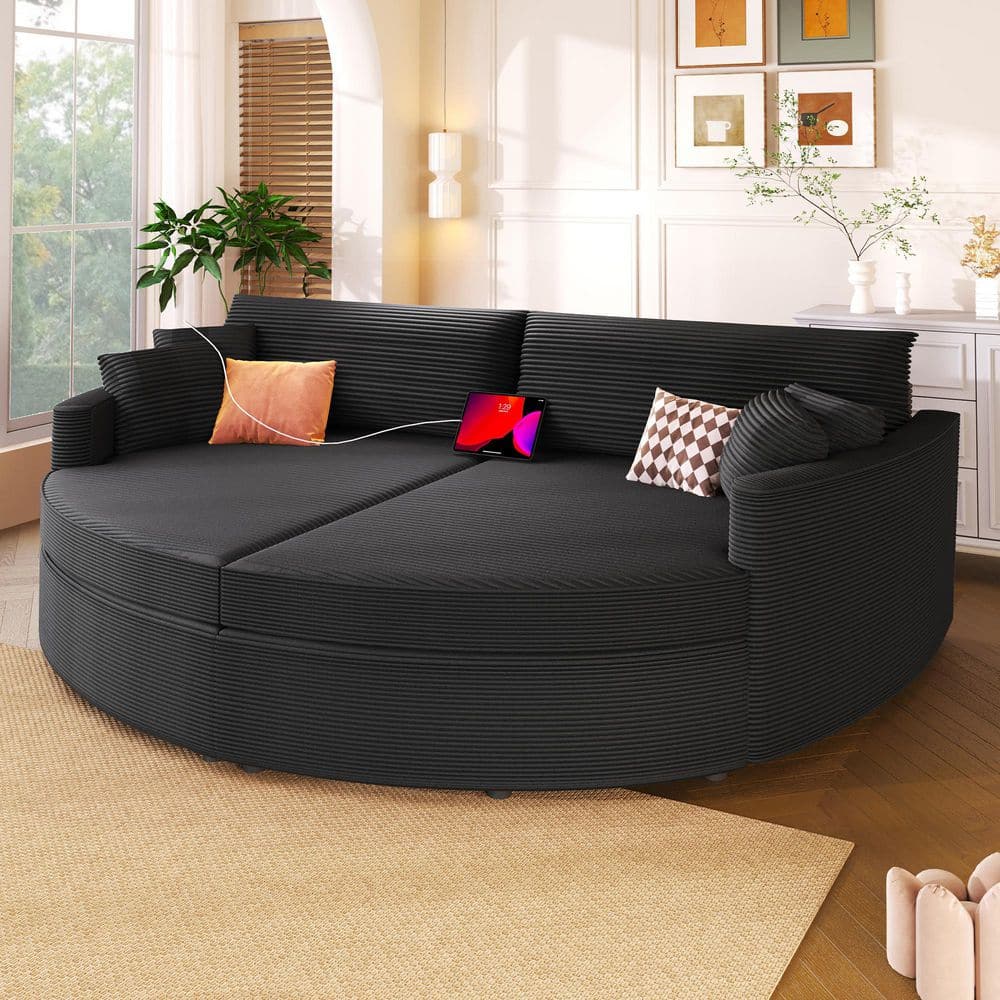 Harper & Bright Designs 102.3 in. Oversized Corduroy 2-Seater Loveseat ...