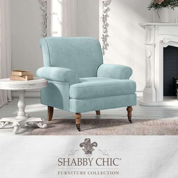 Rustic Manor Jakobe Light Blue Accent Chair Saber Back Leg Velvet SCC224 02LB HD