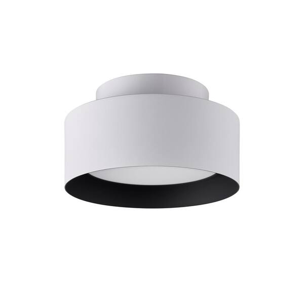 Bromi Design Lynch 10 in. 1-Light White and Black Flush Mount Ceiling ...