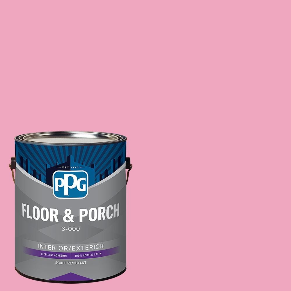 PPG 1 gal. PPG1181-4 Tickled Pink Satin Interior/Exterior Floor and ...