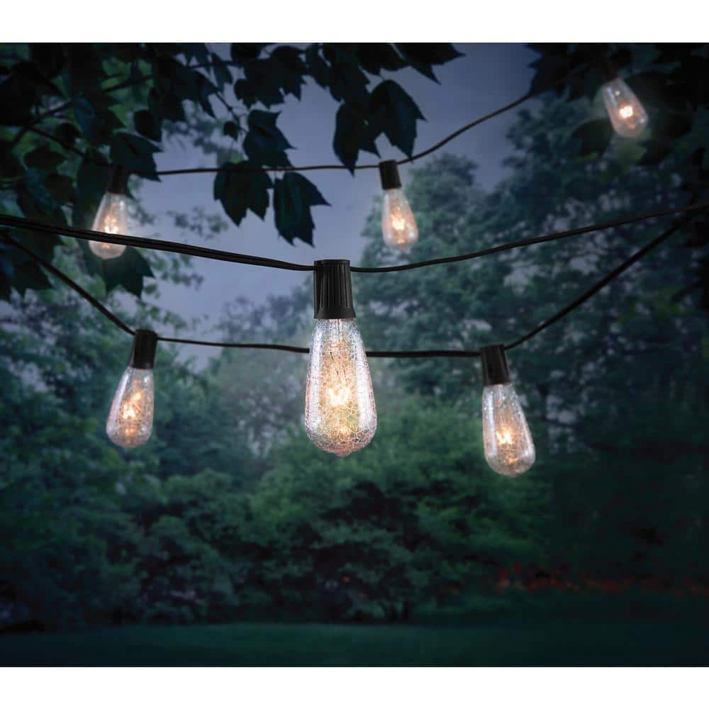 Hampton Bay Outdoor/Indoor 10 ft. Plug-In Incandescent ST40 Crackle ...