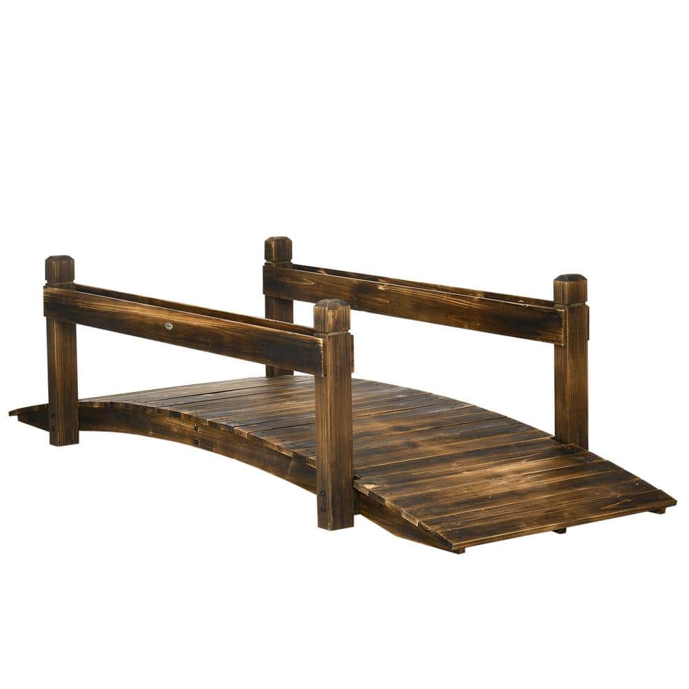 OutSunny 7.5 ft. Fir Wood Garden Bridge with Planters 844-619V00TN ...